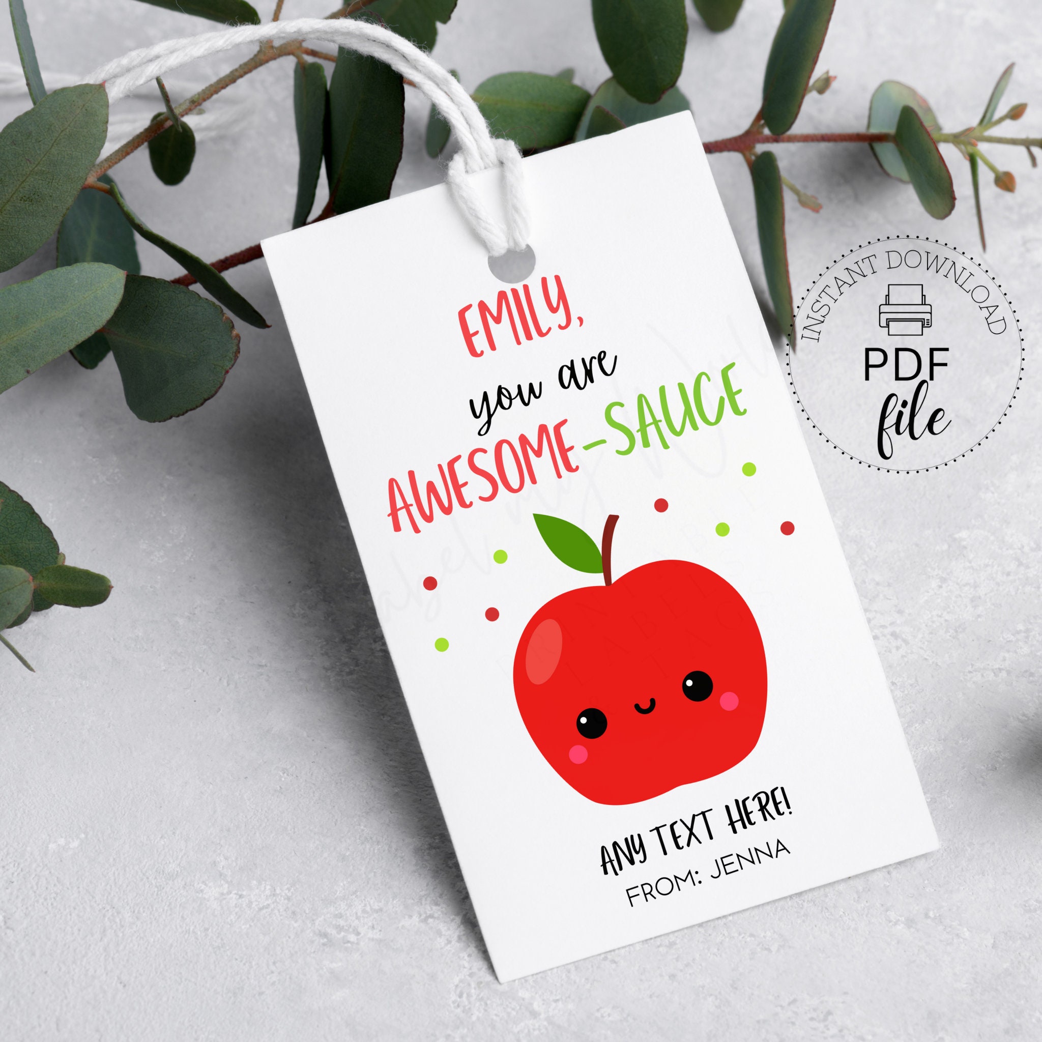 Printable You Are Awesome-sauce Gift Tag | Personalized Classroom ...