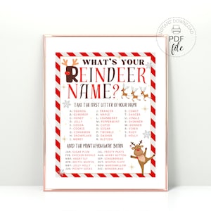 Printable What's Your Reindeer Name Game | Christmas Game Sign 8"x10 ...