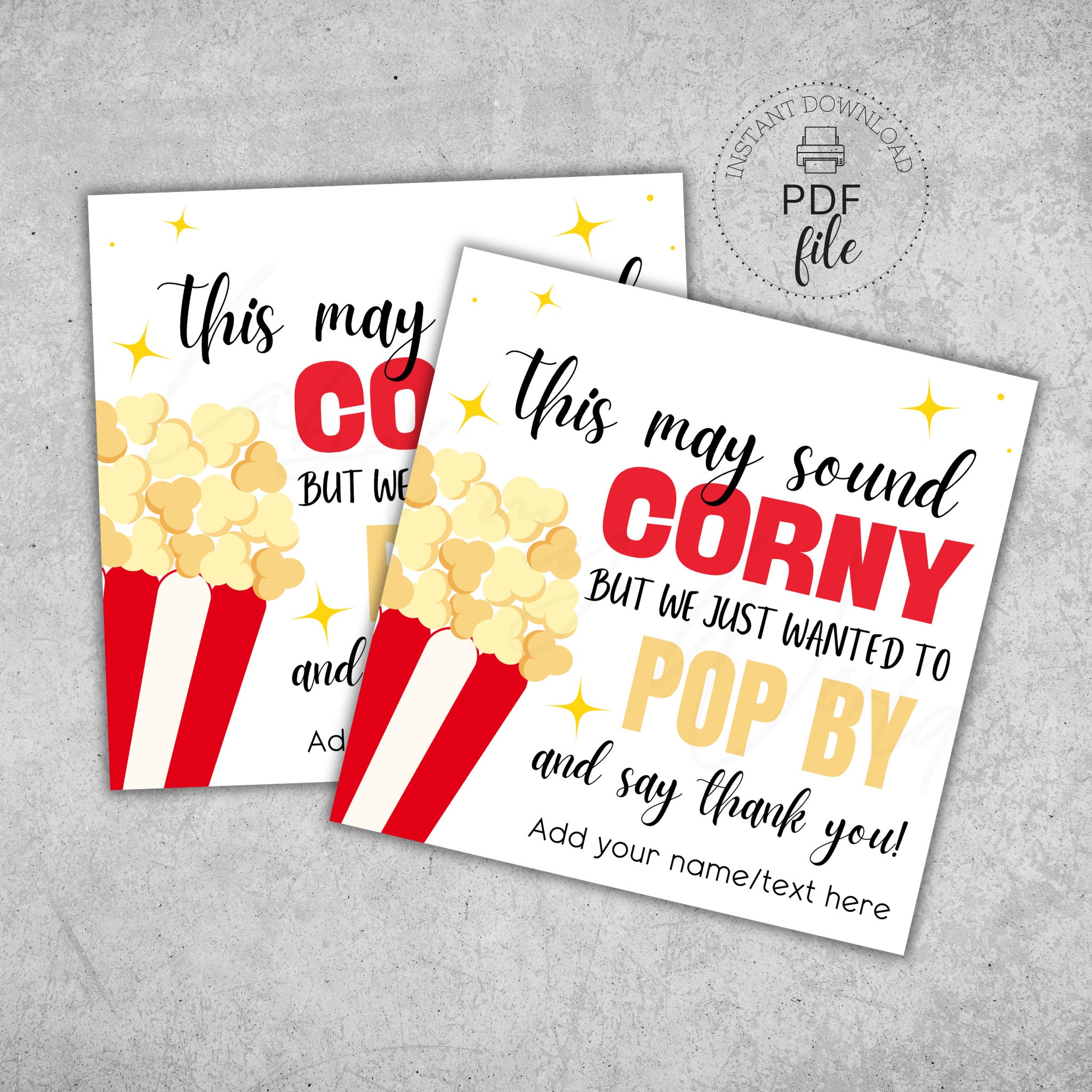 Popcorn Appreciation Gift Tag Printable This May Sound Corny Thank You ...