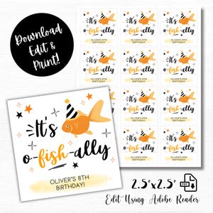 Printable Birthday Goldfish Gift Tags, Personalized It's O Fish Ally My ...
