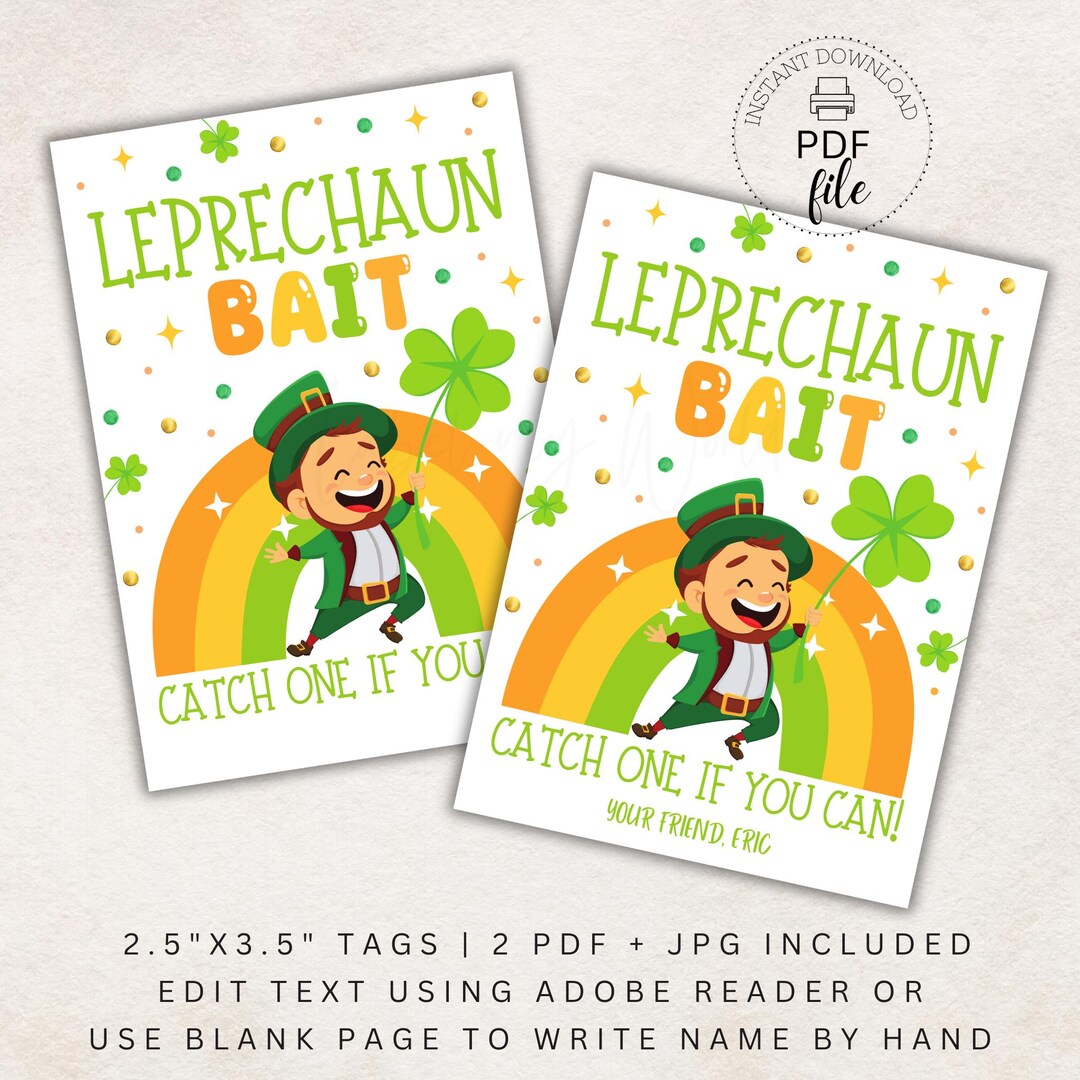 Printable St. Patrick's Day Leprechaun Bait Gift Tag, Catch One If You ...