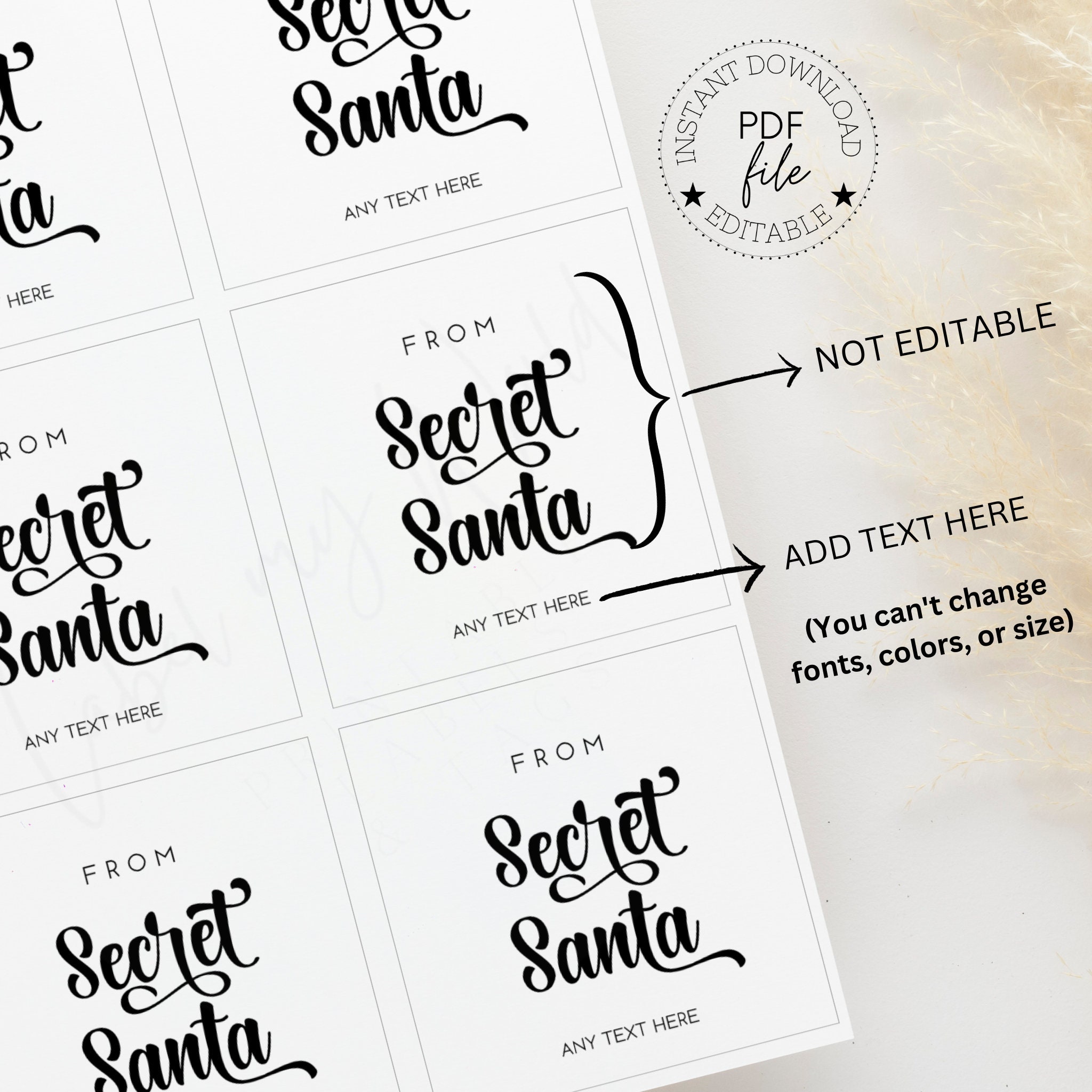 From Secret Santa Gift Tag Printable Christmas Party Tag - Etsy