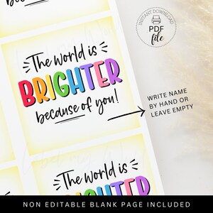 Printable Candle Gift Tag, the World is Brighter Because of You ...