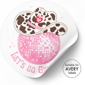 Printable Let's Go Girls Pink Cowgirl Disco Tags & Labels, Hangover Kit ...