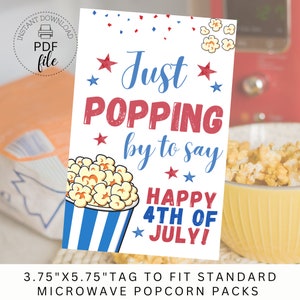 Microwave Popcorn Pack Tag | Printable Just Popping by to Say Happy ...