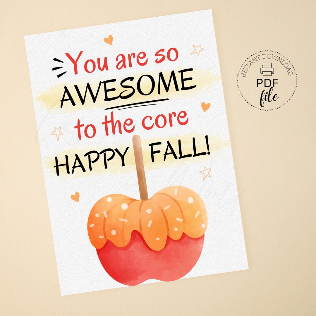 Printable Apple Appreciation Tag, You Are Awesome to the Core 2.5x3.5 ...