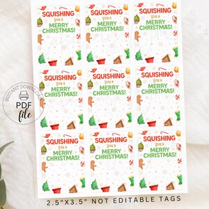 Printable Squish Christmas Gift Tags, Squishing You a Merry Christmas ...