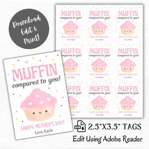 Printable Mother's Day Muffin Gift Tag, Muffin Compares to You ...