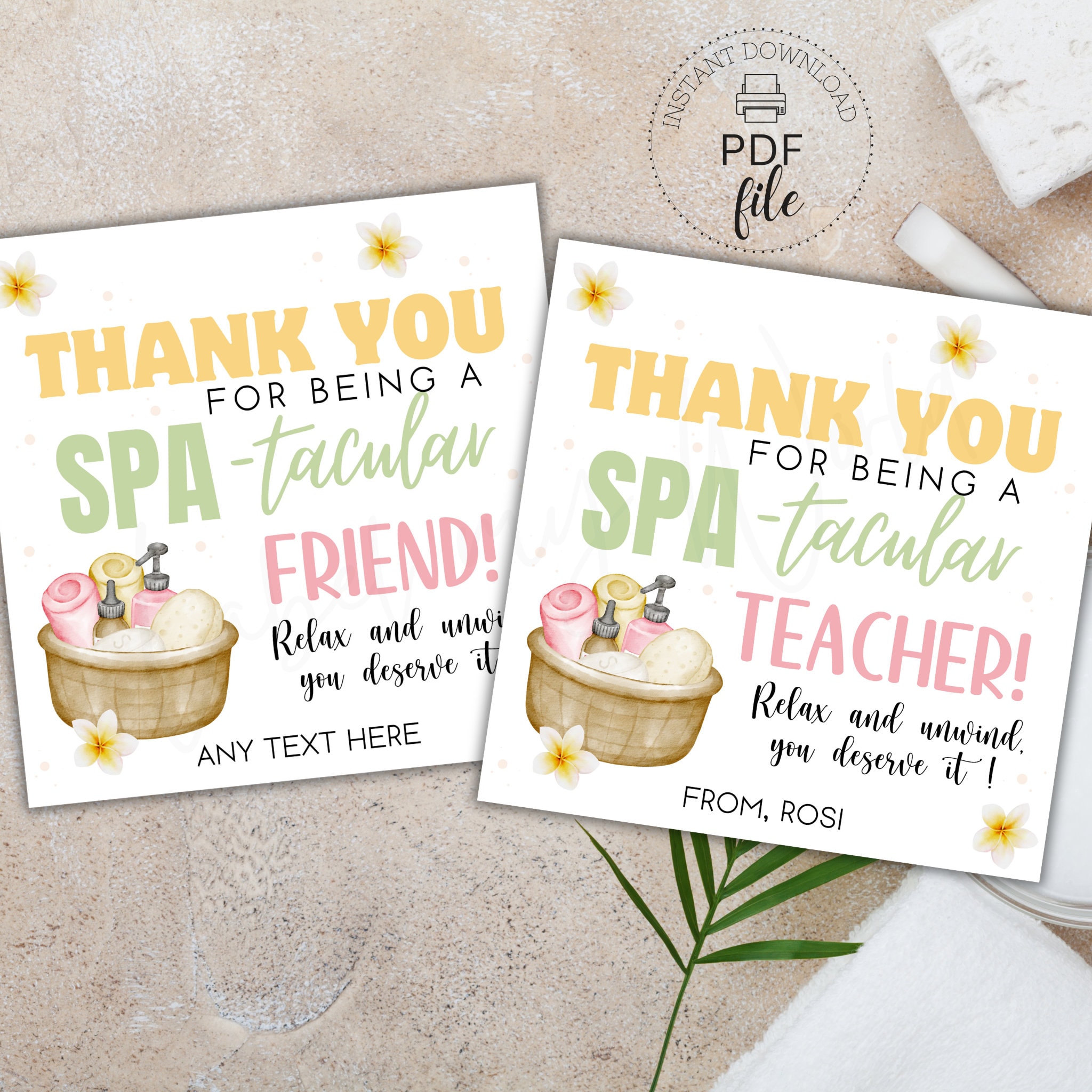 Thank You for Being Spa-tacular Gift Tag | Printable Teacher/nurse ...