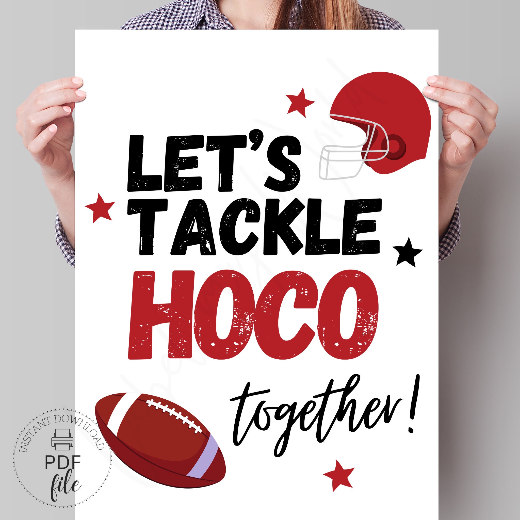 Printable Football Homecoming Proposal Sign | Let's Tackle HOCO ...