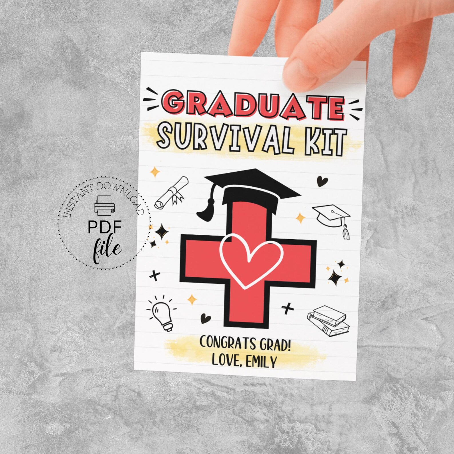 Printable Graduate & College Survival Kit Tag, High School/college Grad ...