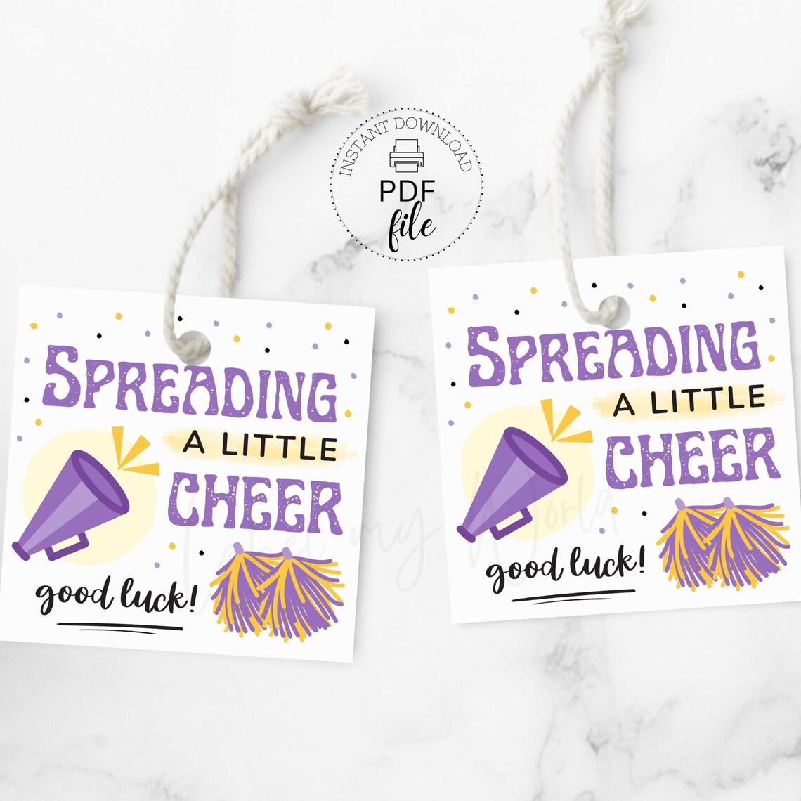 Printable Spreading a Little Cheer Gift Tag, Sports Cheerleading Spirit ...