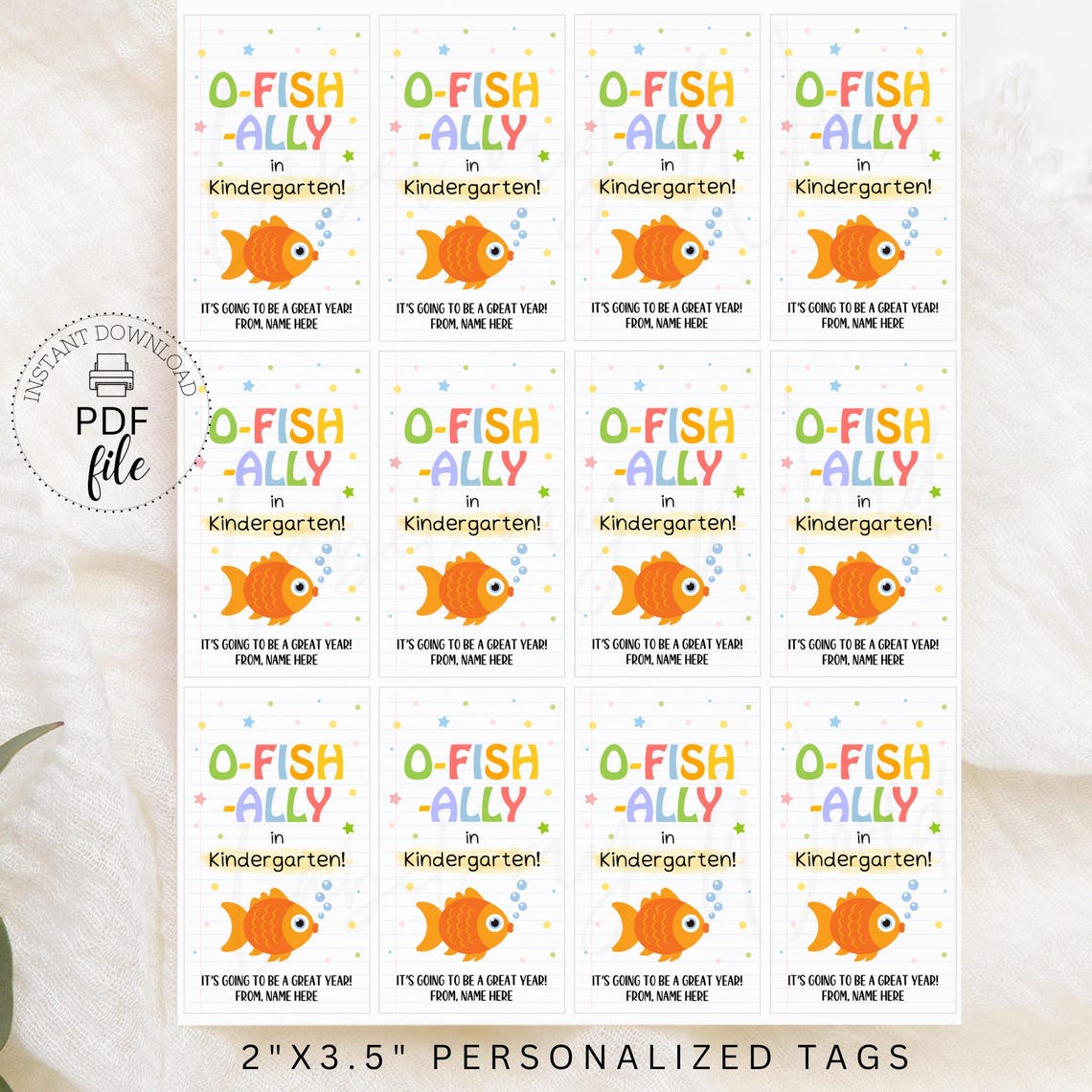 O-fish-ally in Kindergarten Printable Gift Tag, Back to School Goldfish ...