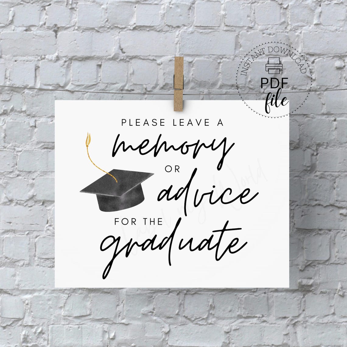 Printable Memories and Advice Graduation Sign, Please Leave a Memory or ...