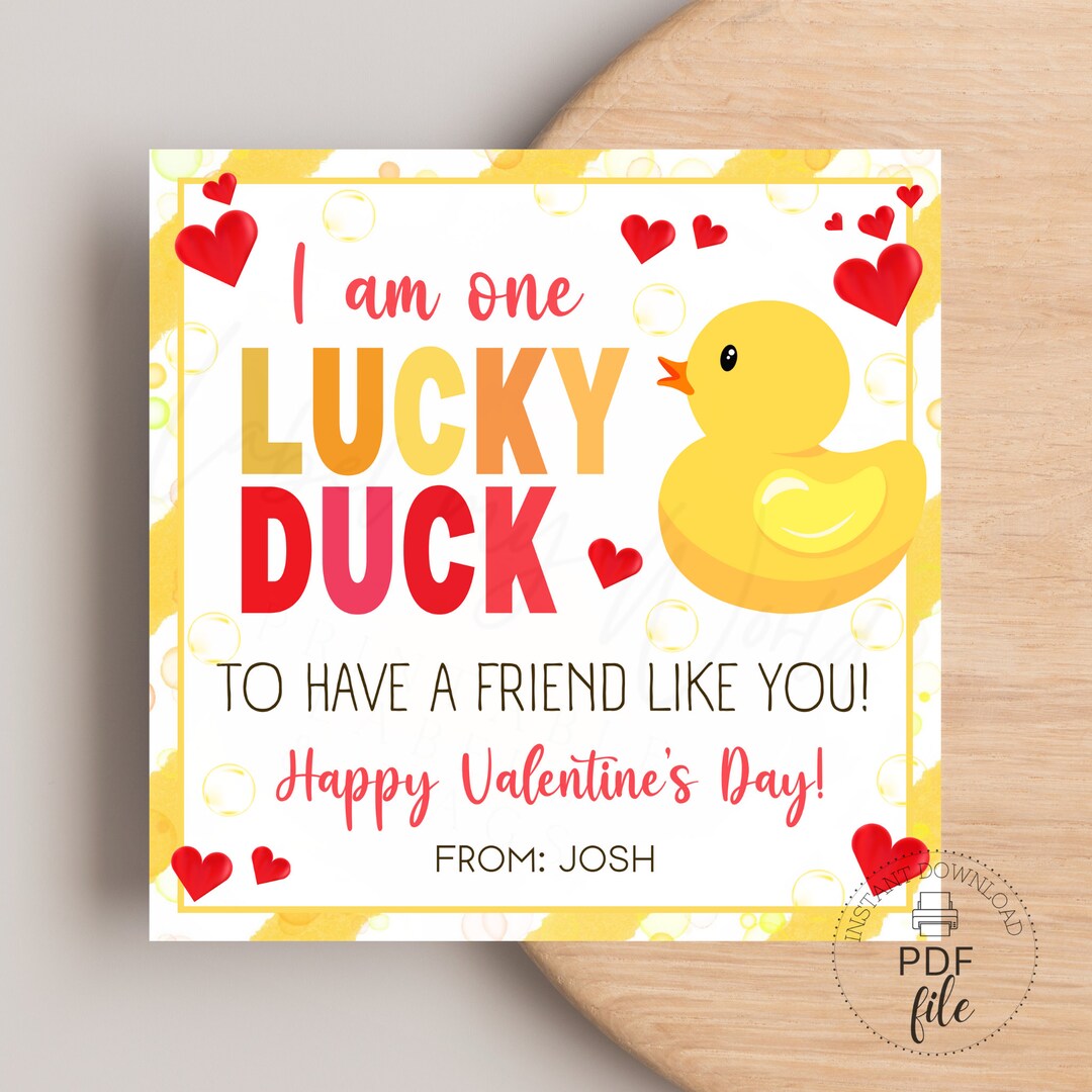 I Am One Lucky Duck Valentine's Day Gift Tag | Printable Classroom ...
