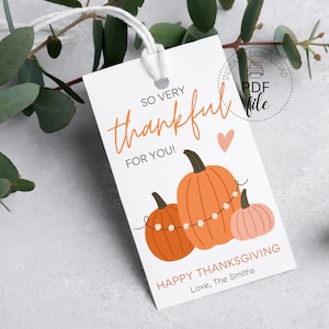 Happy Thanksgiving Personalized Tag | Printable Fall Gift Tag | Pumpkin ...