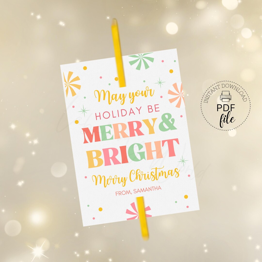 Printable Christmas Glow Stick Holder Tags, Personalized May Your ...