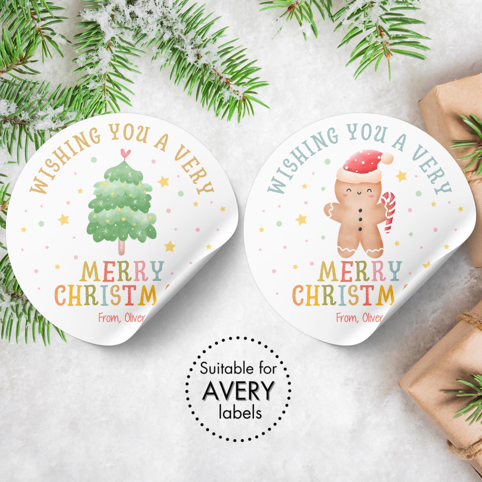Printable Christmas Stickers, Personalized Wishing You a Very Merry ...