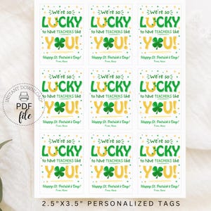 Printable St. Patrick's Day Teacher Appreciation Gift Tag, so Lucky to ...