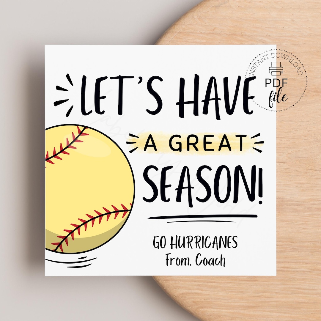 Printable Softball Season Gift Tag, Let's Have a Great Season ...