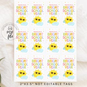 Printable Here's to a Bright School Year Gift Tag, Welcome Back to ...