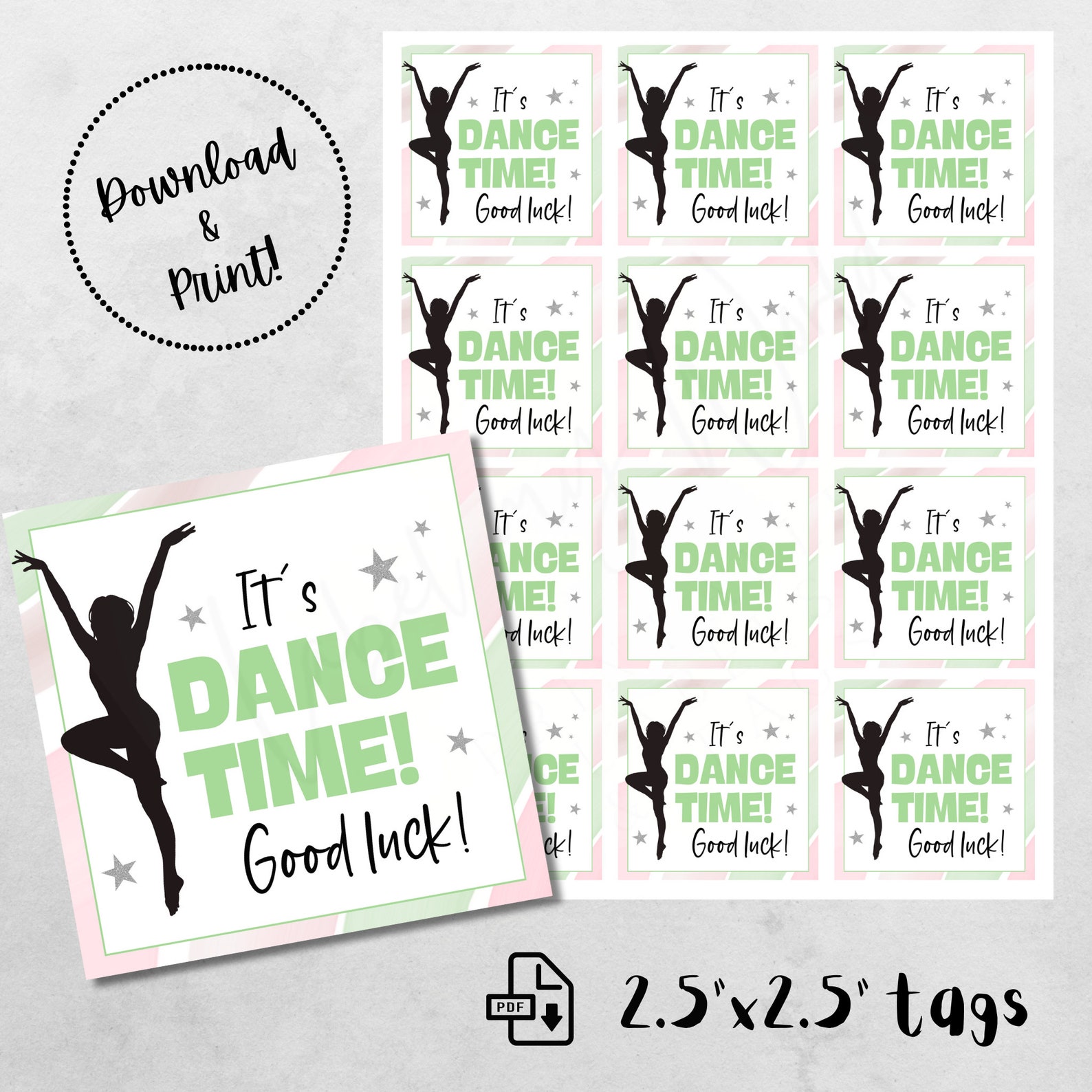 Dance Good Luck Gift Tags, Printable It's Dance Time Good Luck Favor ...