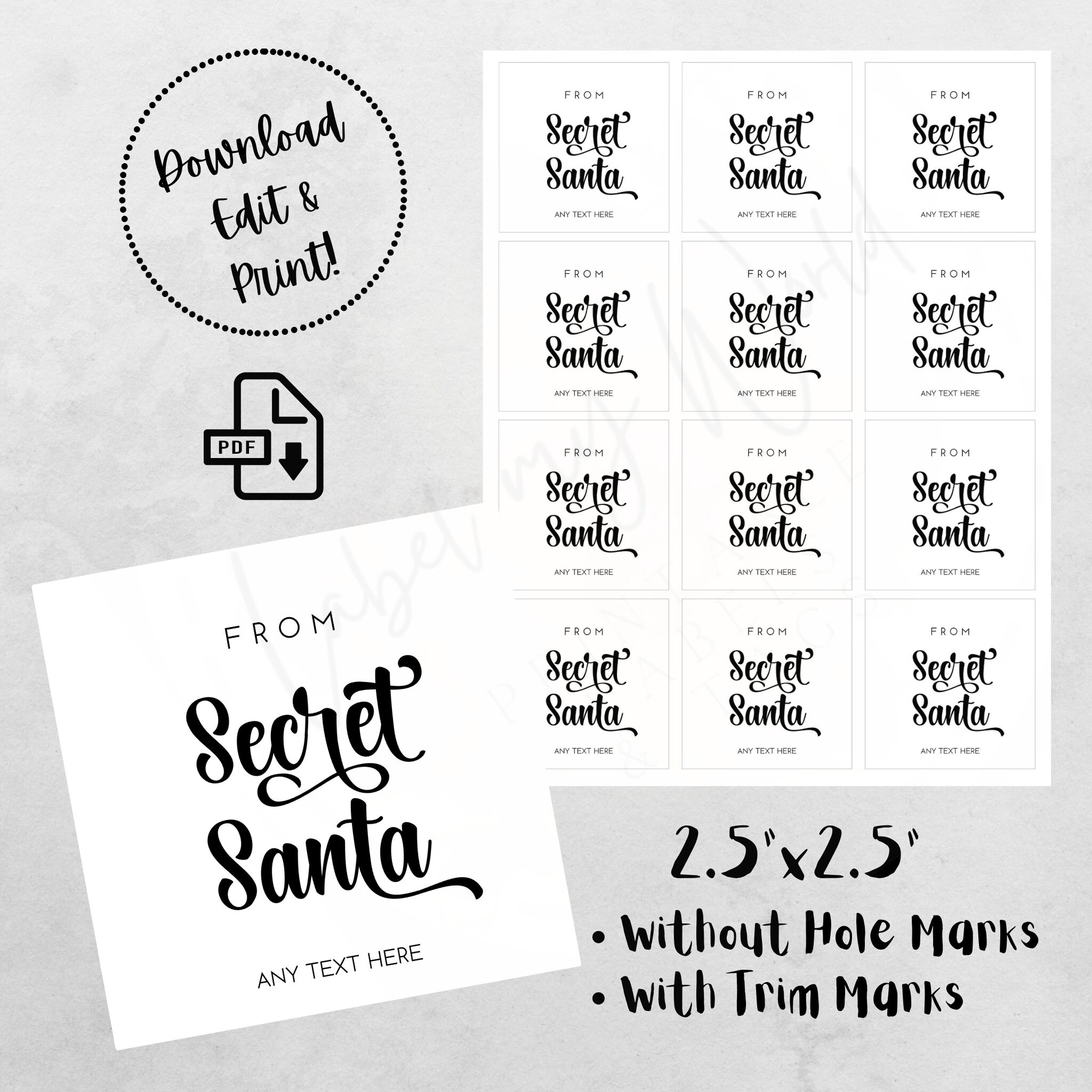 From Secret Santa Gift Tag Printable Christmas Party Tag - Etsy