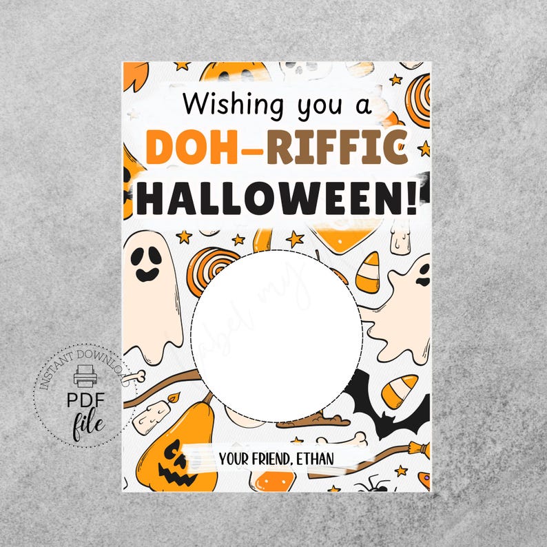 Halloween Playdough Card Holder, Doh-riffic Halloween Ghost Tag ...