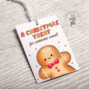 Printable Gingerbread Man Gift Tag, Personalized Christmas Treat for ...