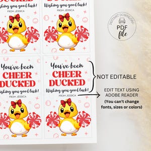 Printable Cheer Duck Tag, Personalized You've Been Cheer Ducked Good ...