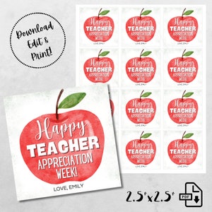 Printable Happy Teacher Appreciation Week Gift Tag, Teacher ...