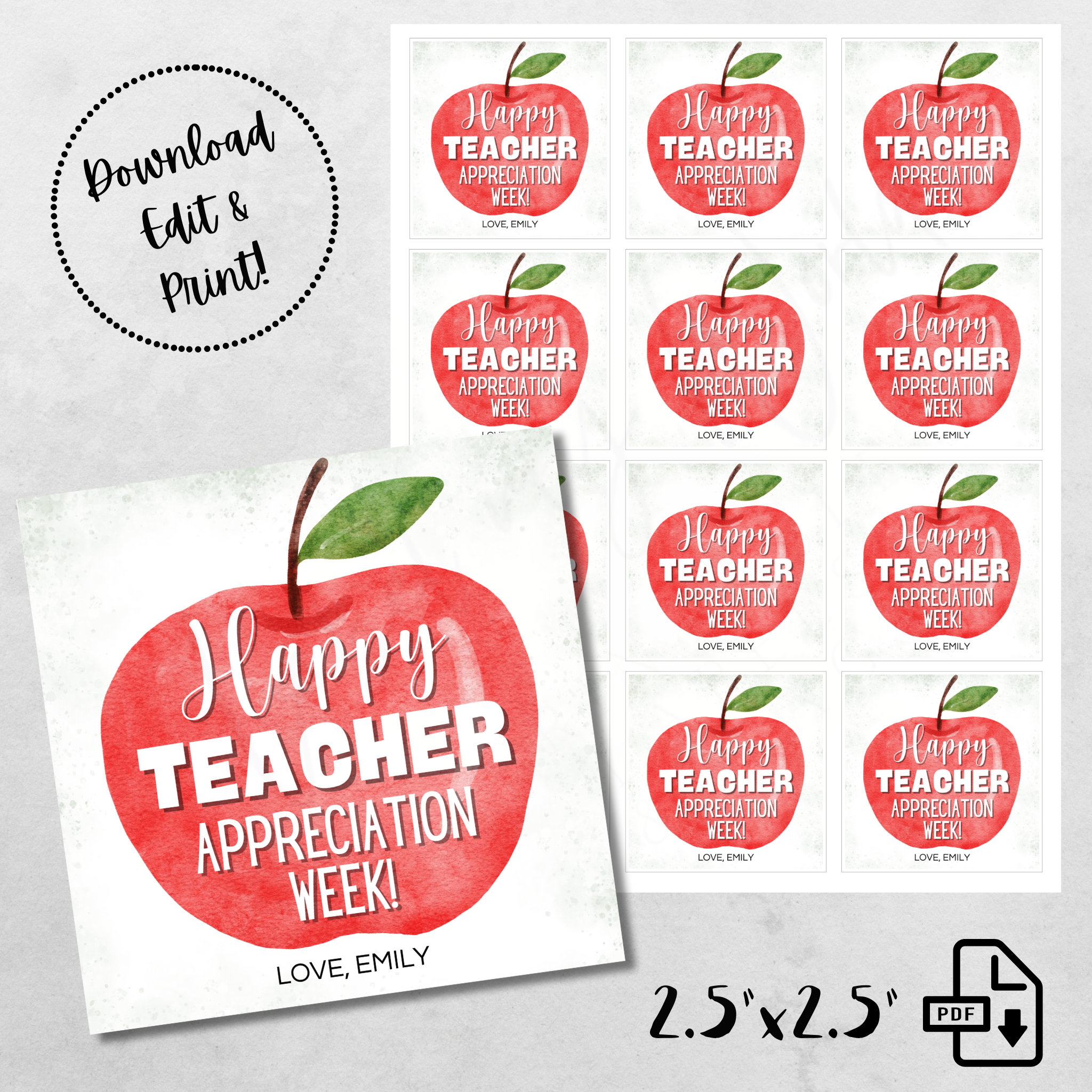 Printable Happy Teacher Appreciation Week Gift Tag, Teacher ...