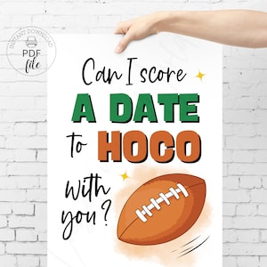Printable HOCO Football Proposal Sign, Homecoming Football Score a Date ...