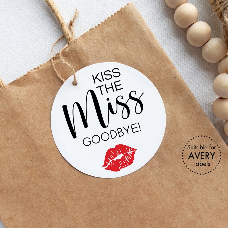 Kiss the Miss Goodbye Stickers | Bachelorette Party, Bridal Shower ...