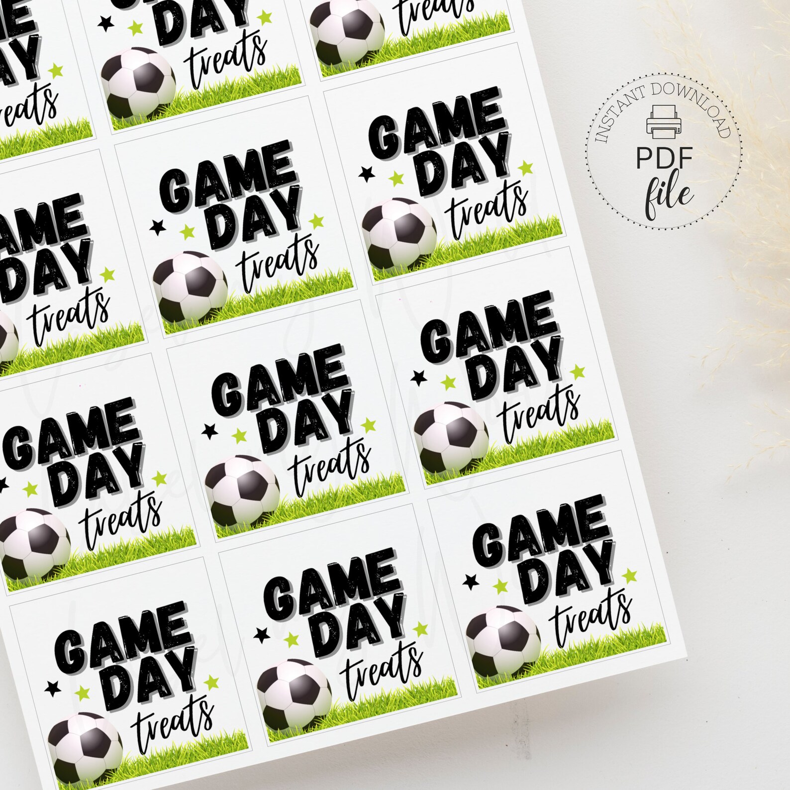 Soccer Game Day Tags | Game Day Treats Soccer Square Gift Tags ...