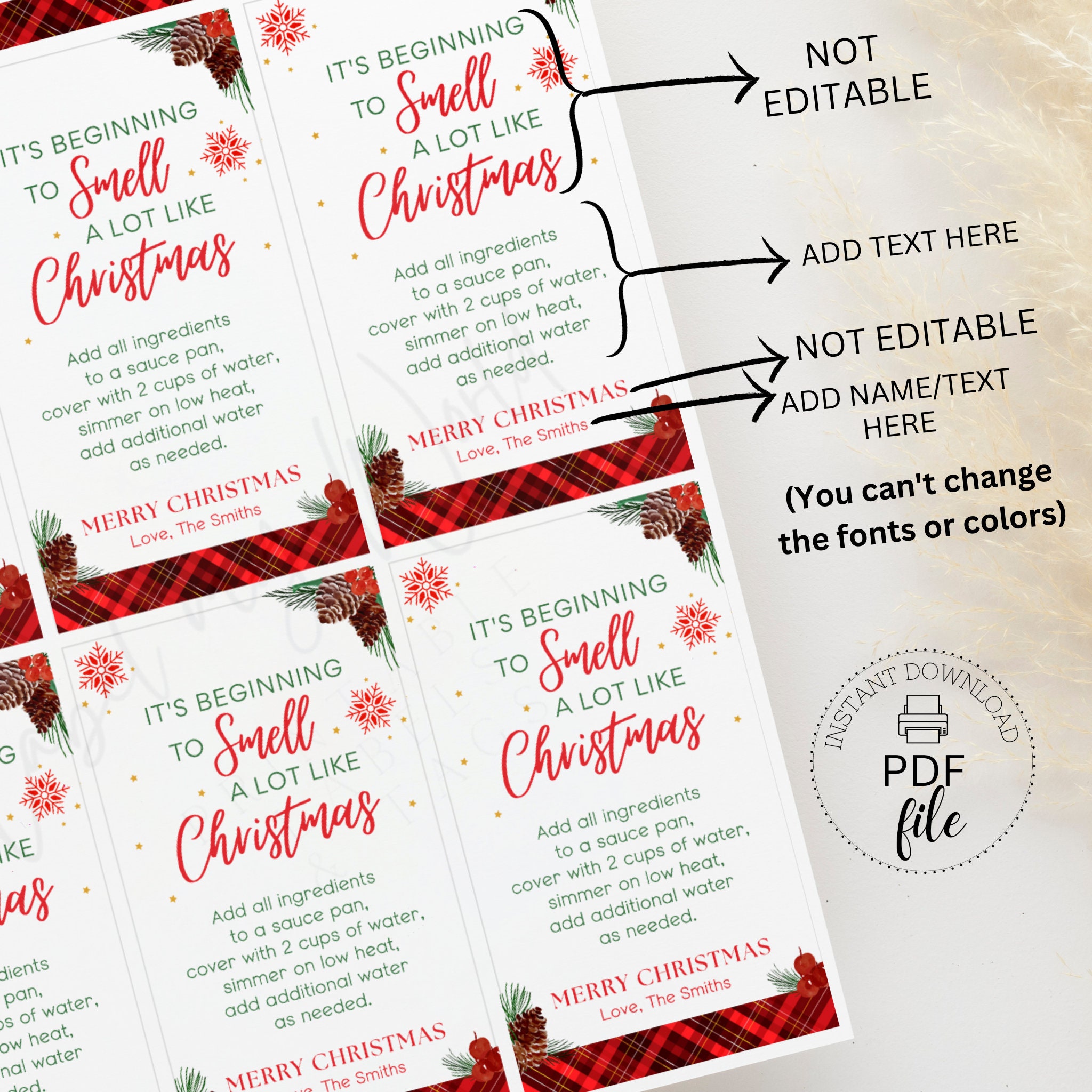 Stovetop Potpourri Christmas Gift Tag Printable Holiday Simmering ...