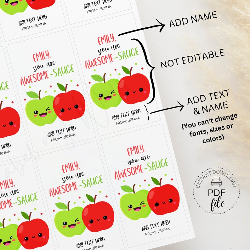 Printable You Are Awesome-sauce Gift Tag | Personalized Classroom ...