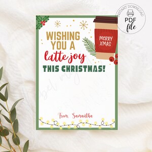 Printable Christmas Coffee Gift Card Holder Template | Wishing You A ...