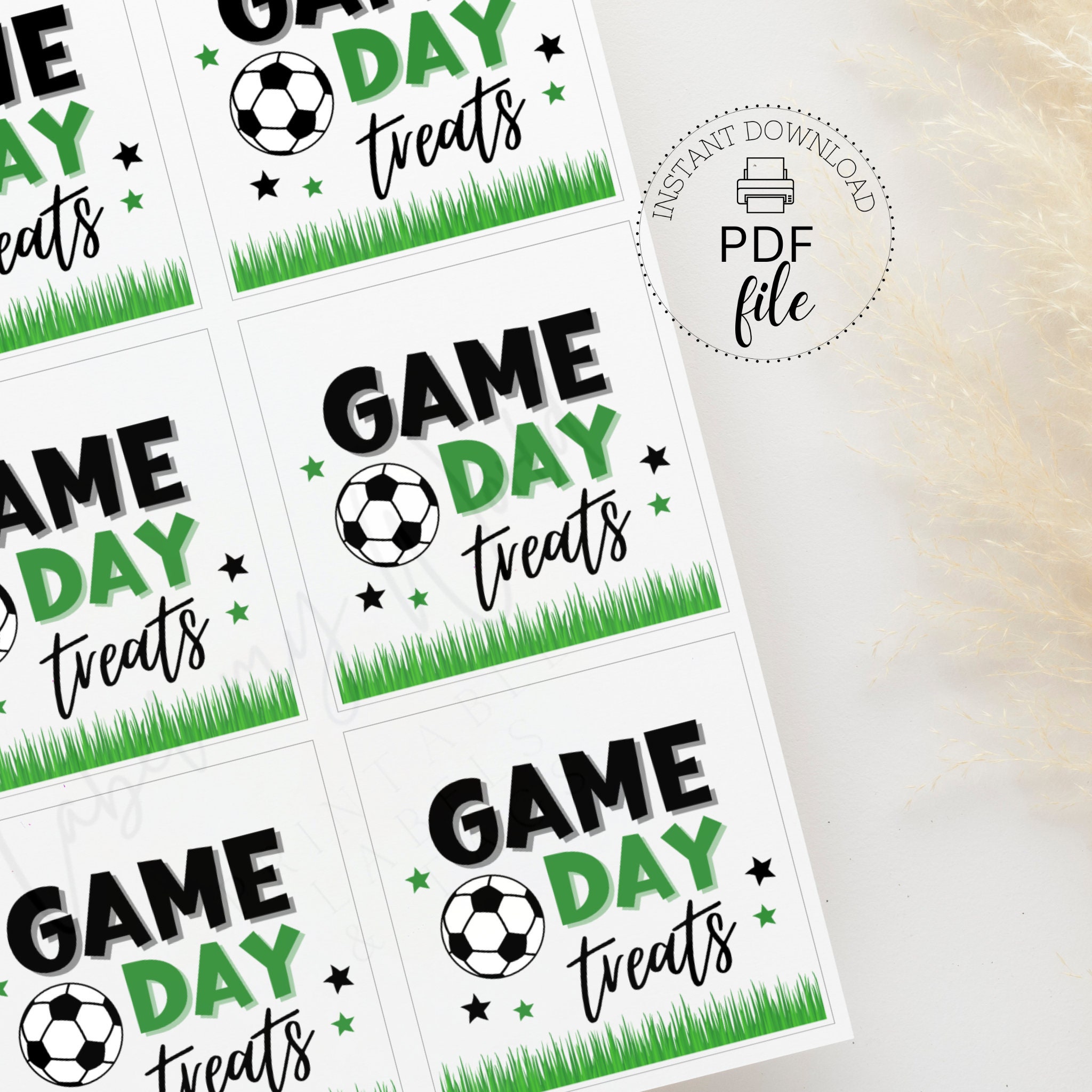 Soccer Game Day Tags Game Day Treats Soccer Square Gift Tags Printable ...