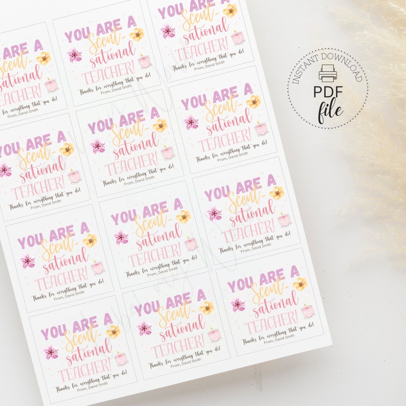 You Are a Scent-sational Teacher Gift Tag Printable Teacher ...