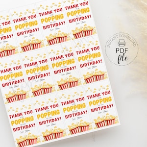 Thank You for Popping by My Birthday Personalized Tags | Printable ...