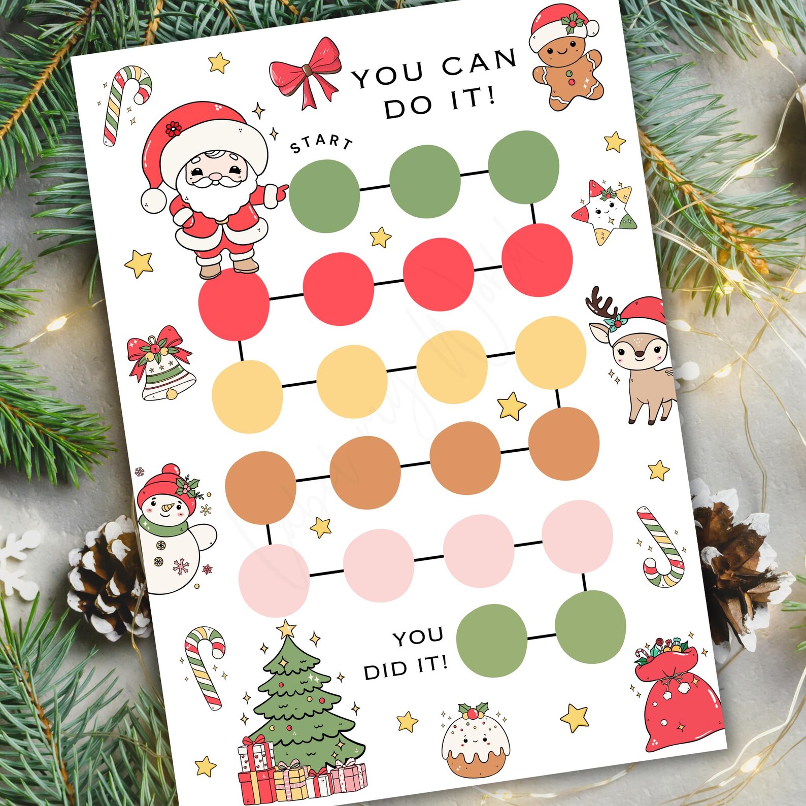 Christmas Reward Chart for Kids, Printable Santa Behavior Sticker Chart ...