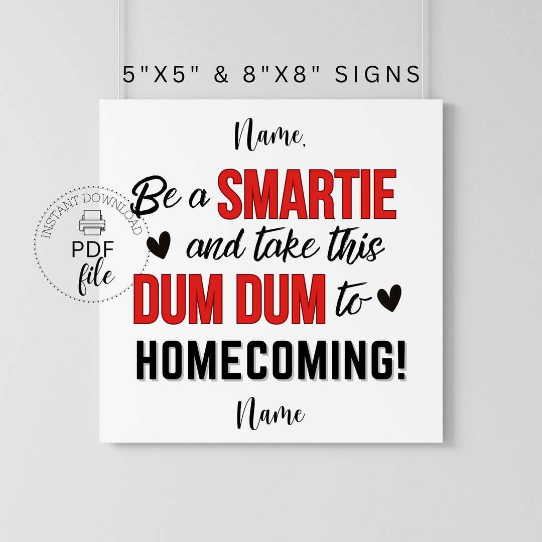 Printable HOCO Smartie/dum Dum Proposal Sign - Etsy