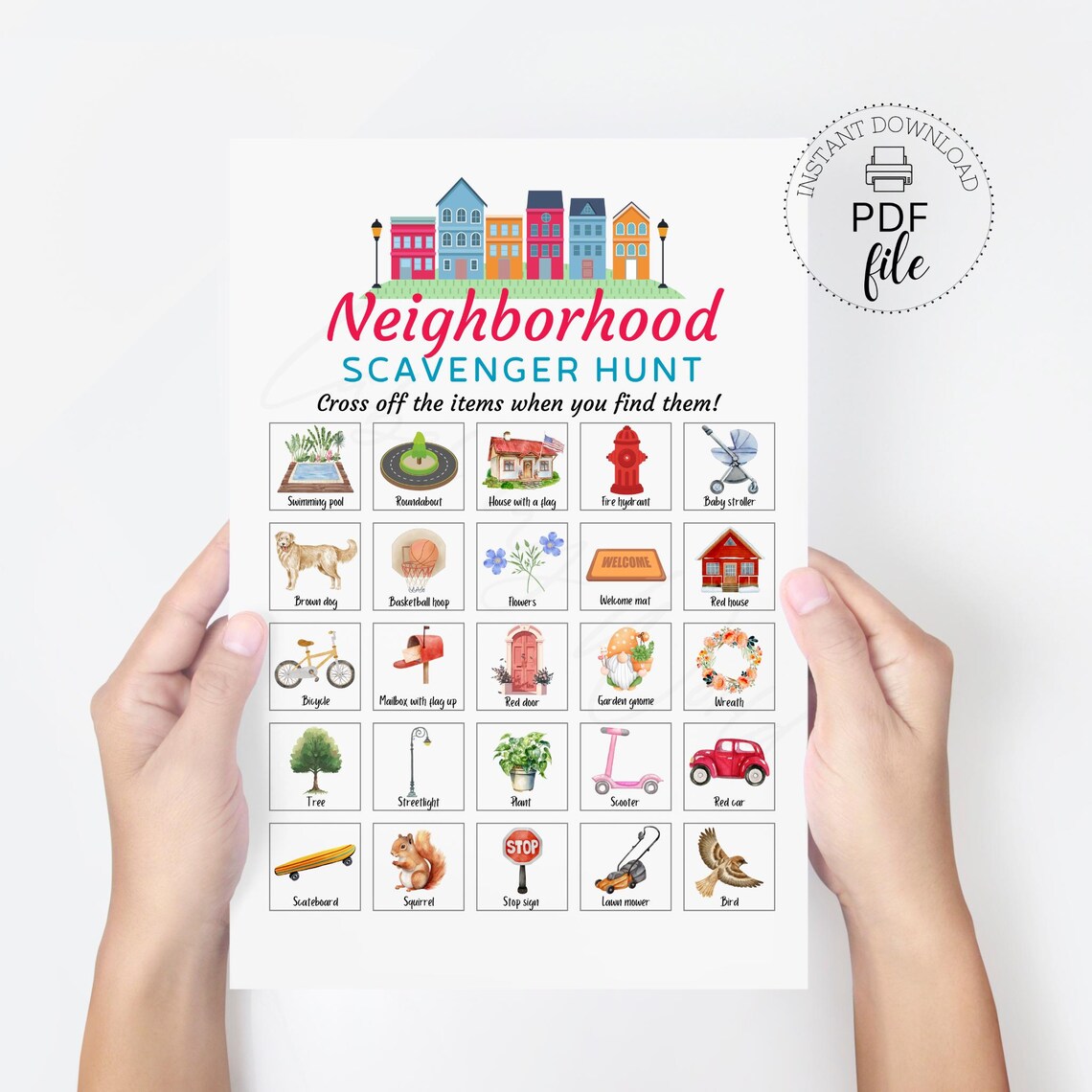 Printable Neighborhood Scavenger Hunt, Outdoor Treasure Hunt for Kids ...