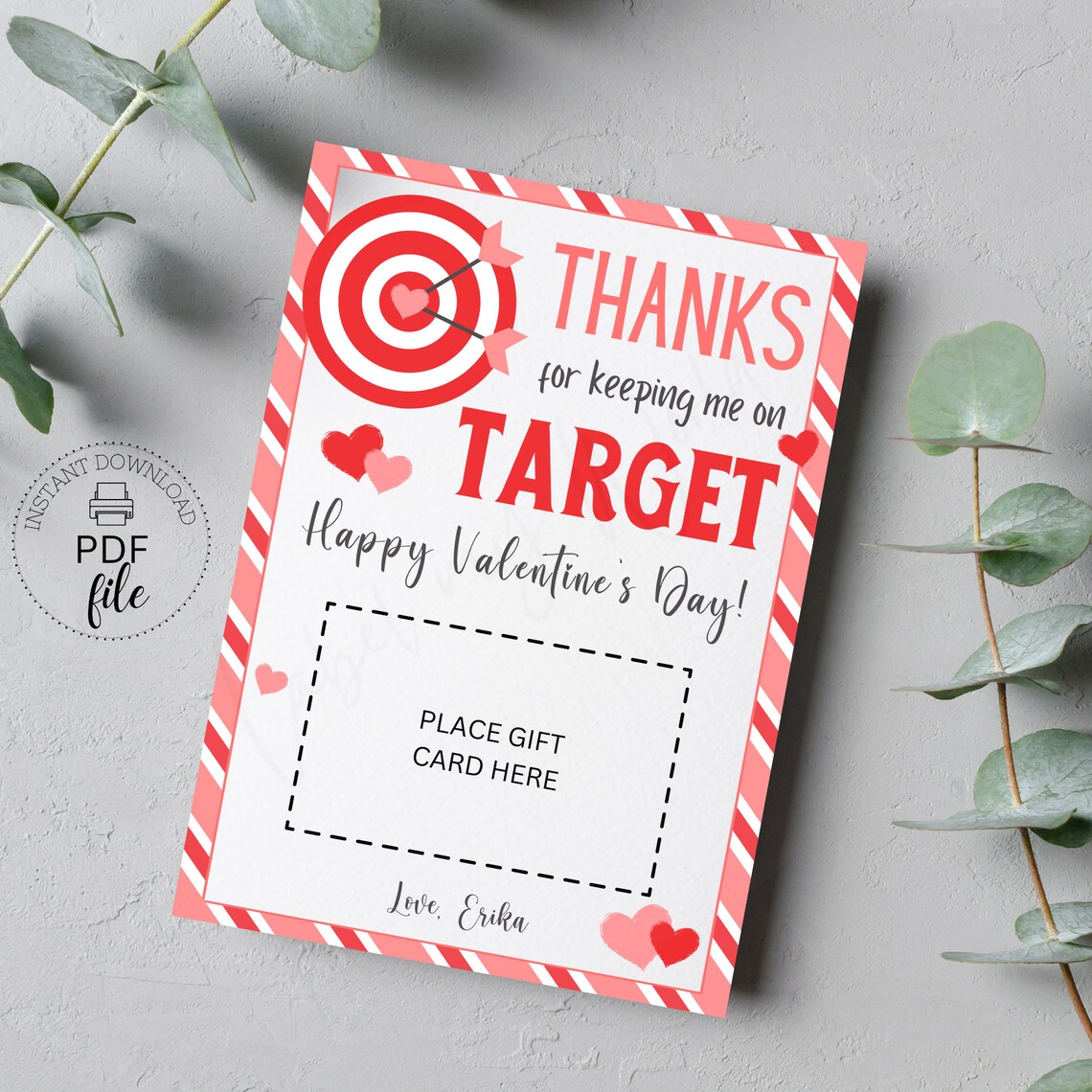 Thanks for Keeping Me on Target, Happy Valentine's Day Gift Card Holder ...