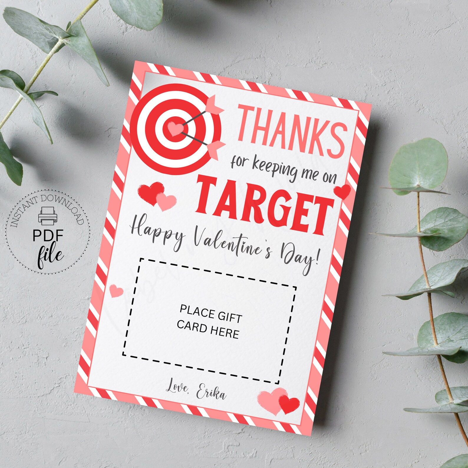 Thanks for Keeping Me on Target, Happy Valentine's Day Gift Card Holder ...