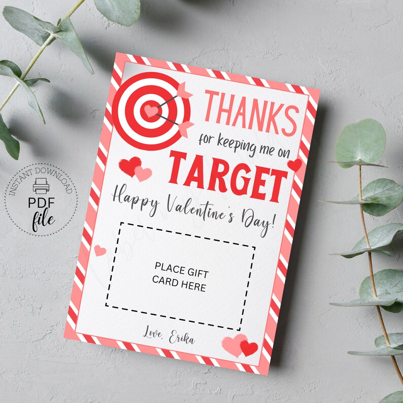 Thanks for Keeping Me on Target, Happy Valentine's Day Gift Card Holder ...