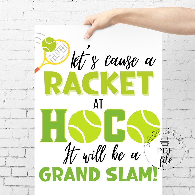 Printable Tennis Homecoming Proposal Sign Let's Cause a Racket at HOCO ...