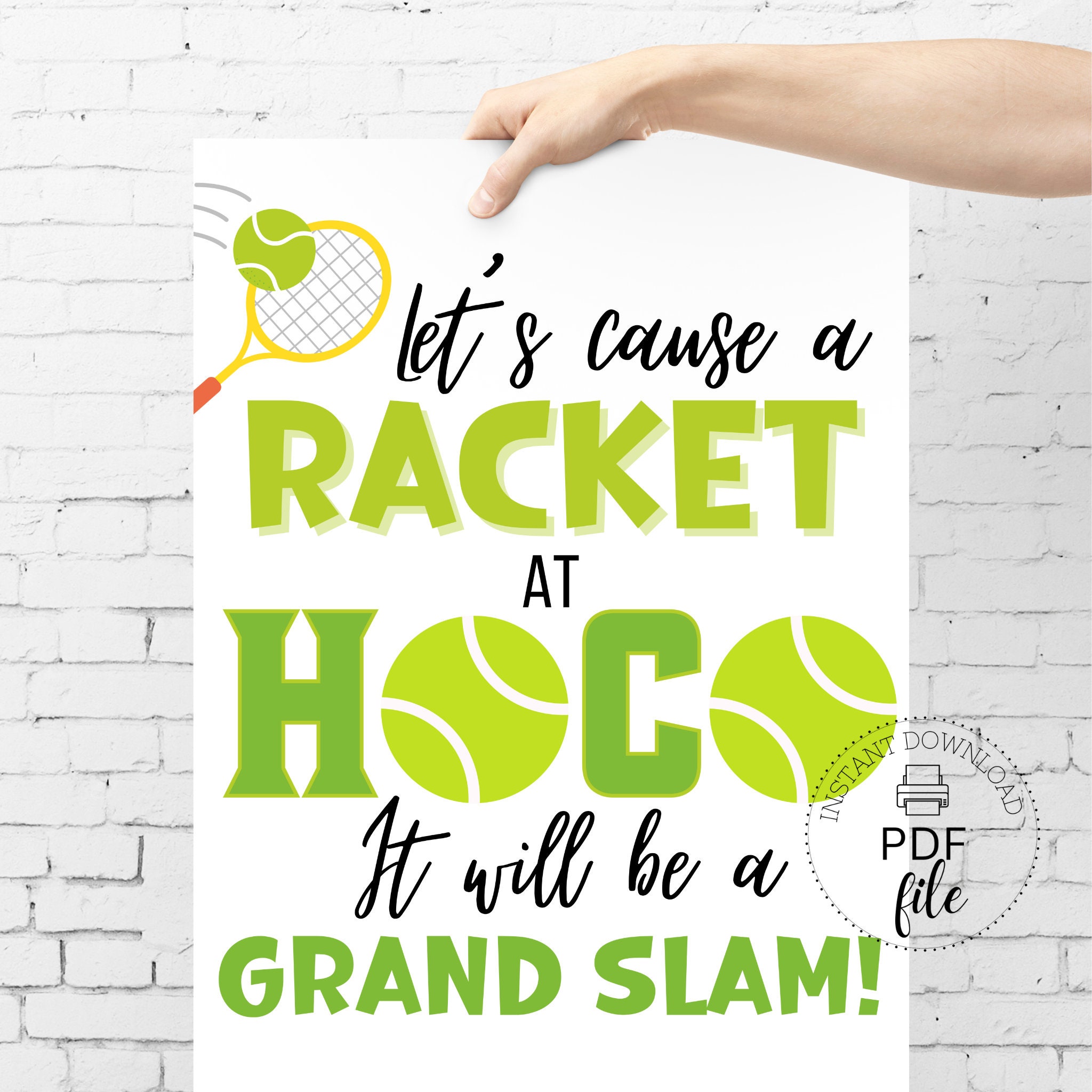 Printable Tennis Homecoming Proposal Sign Let's Cause a Racket at HOCO ...