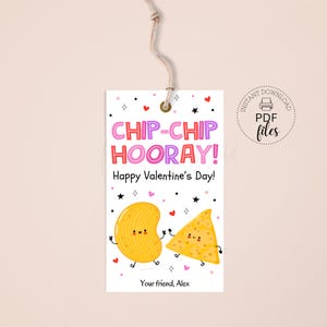 Printable Chip Chip Hooray Happy Valentines Day Gift Tag, Personalized ...